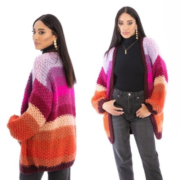 SAACHI | Sweaters | New Saachi Oversized Rainbow Knitted Cardigan ...